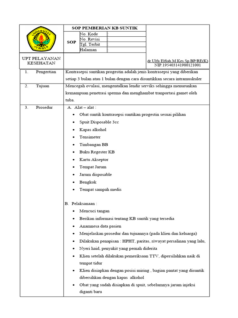 Sop KB Suntik | PDF | Sains & Matematika