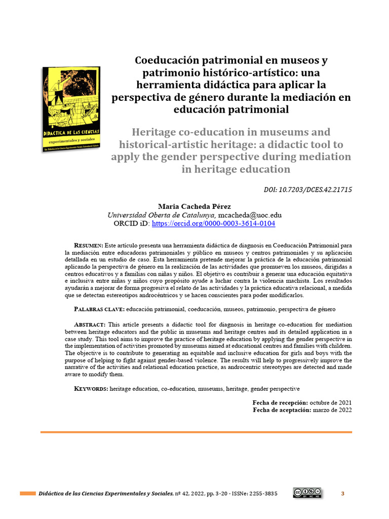 Coeducación Patrimonial en Museos y Patrimonio Histórico-Artístico Una Herramienta Didáctica ...