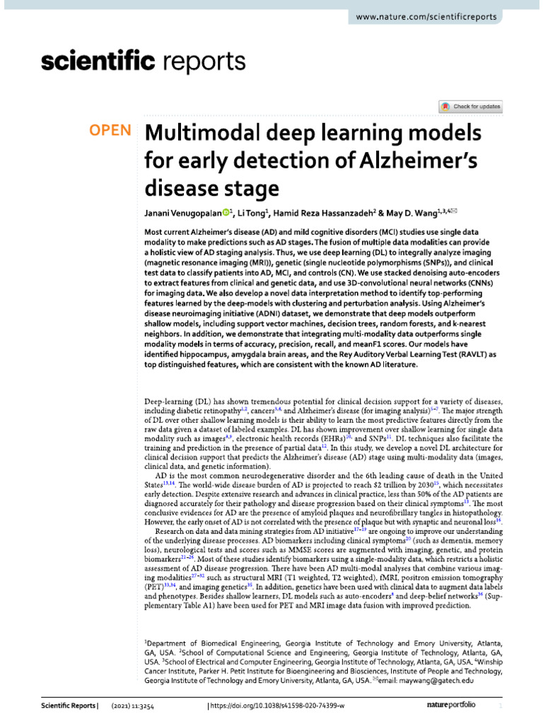 Multimodal Deep Learning Models | PDF
