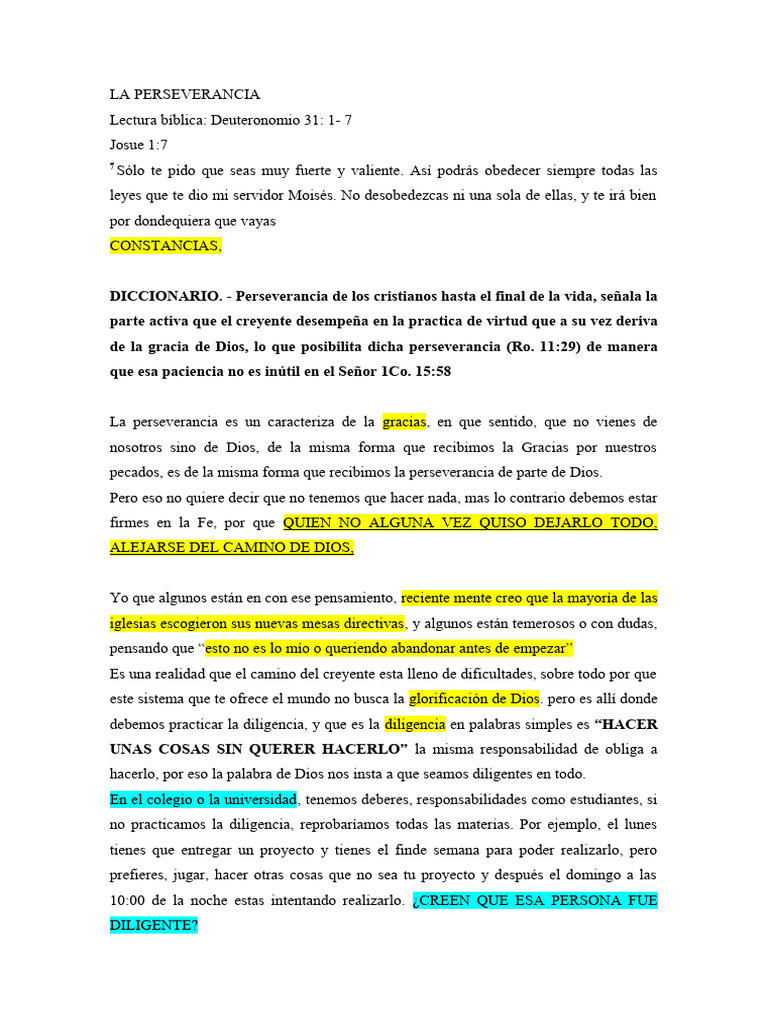 La Perseverancia Sermon | PDF | Dios | Creencia religiosa y doctrina