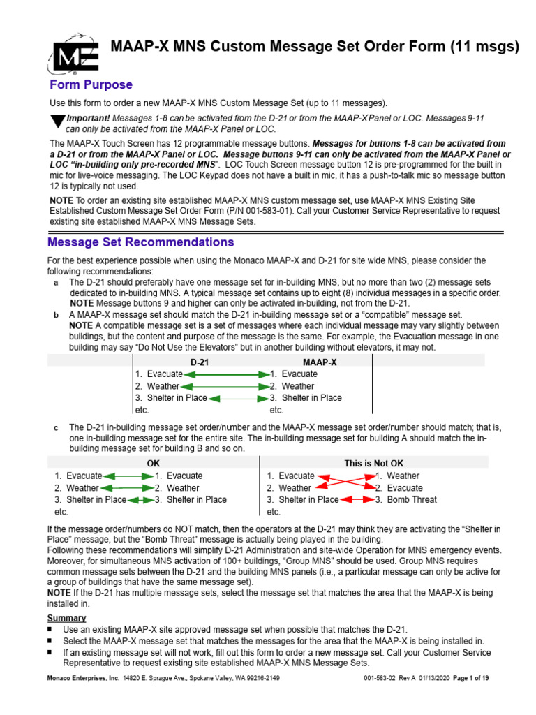 MAAP-x MNS Custom Message Set Order Form (11 MSGS) | PDF | Icon ...