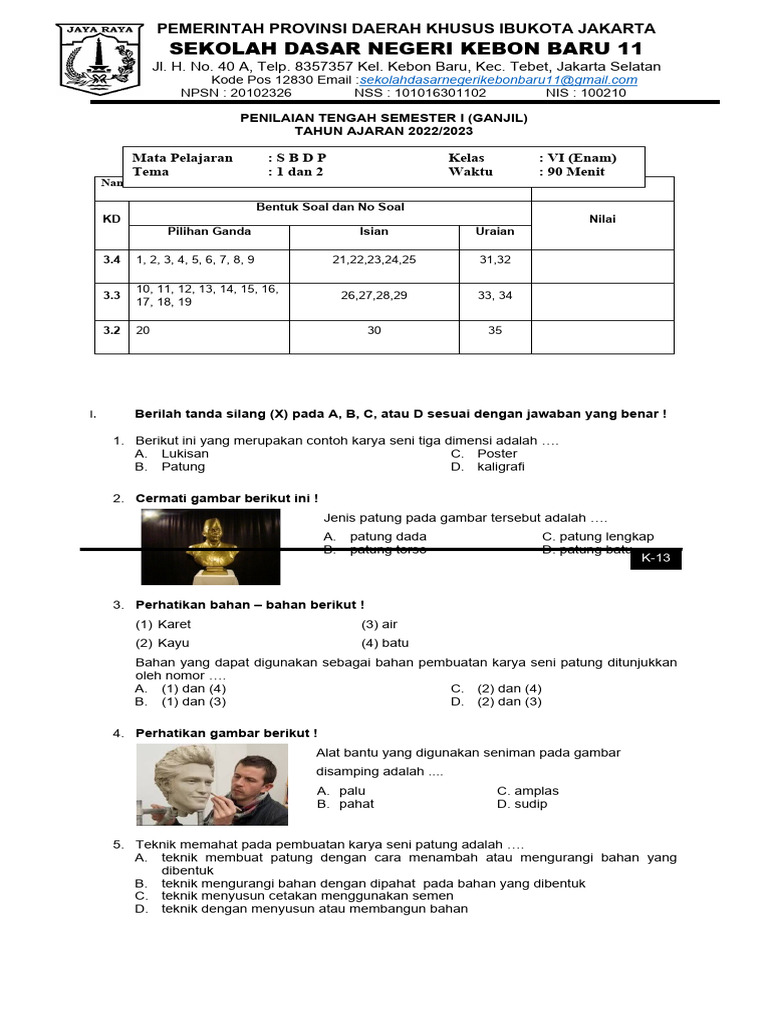 SBDP Kelas 6 | PDF | Seni