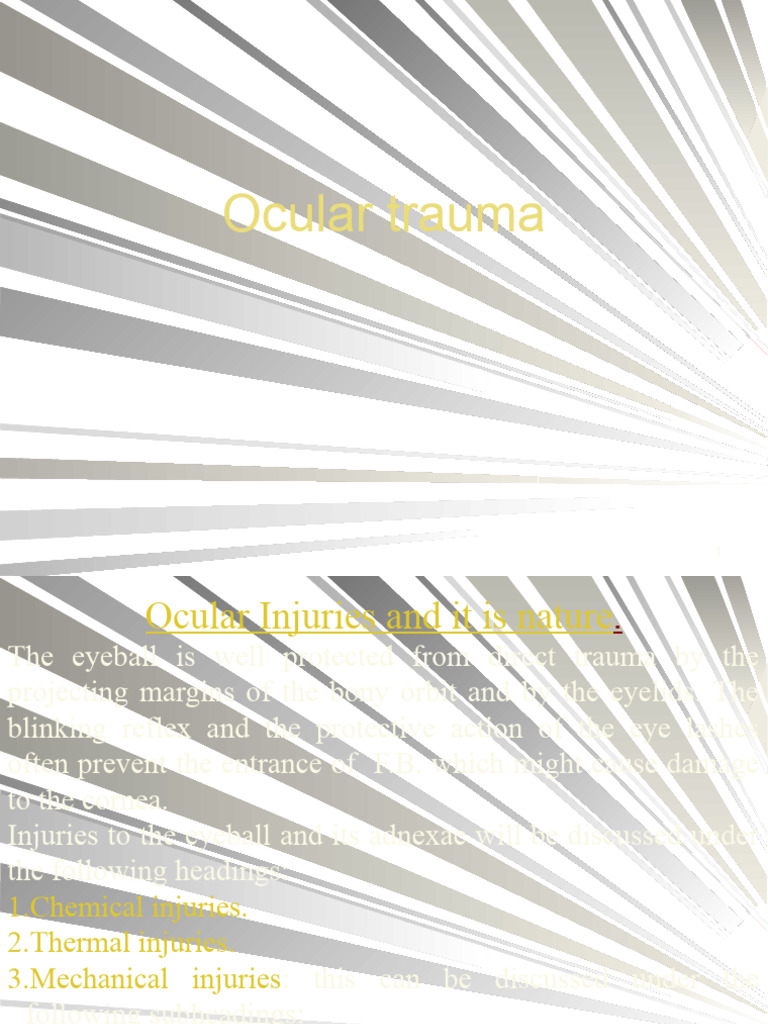 Ocular Trauma Final | PDF | Human Eye | Vision