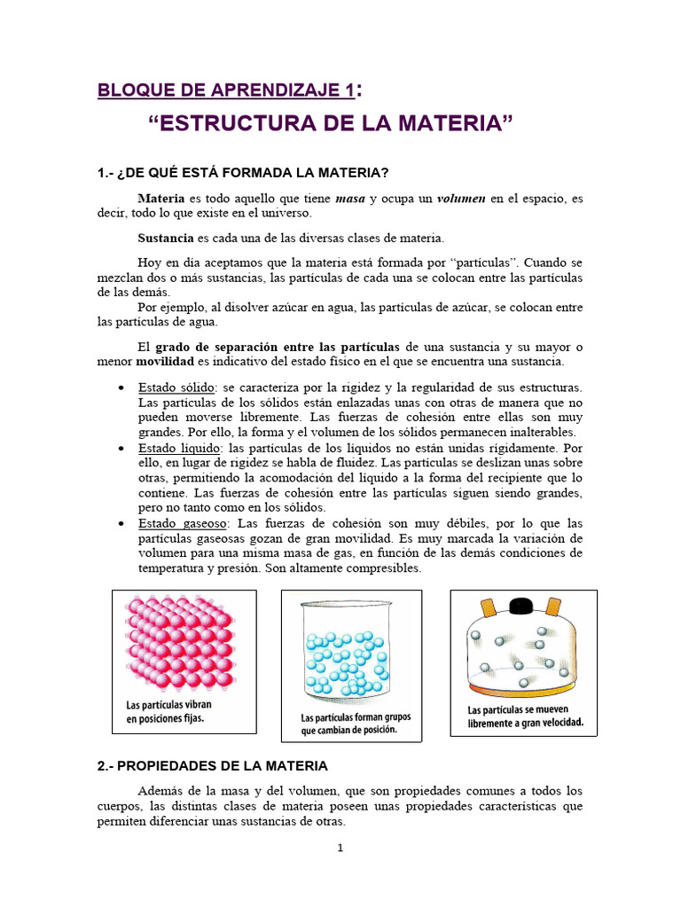 Bloque Aprendizaje 1 Estructura De La Materia Pdf Núcleo Atómico