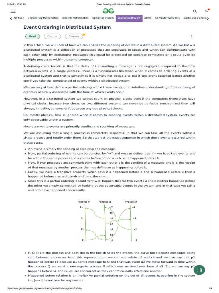 Event Ordering in Distributed System - GeeksforGeeks | PDF | Distributed Computing | System