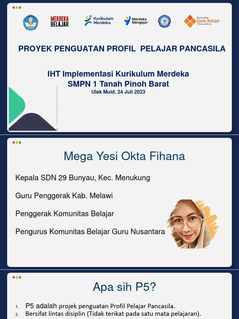 Proyek Penguatan Profil Pelajar Pancasila IHT SMPN 1 TPB | PDF
