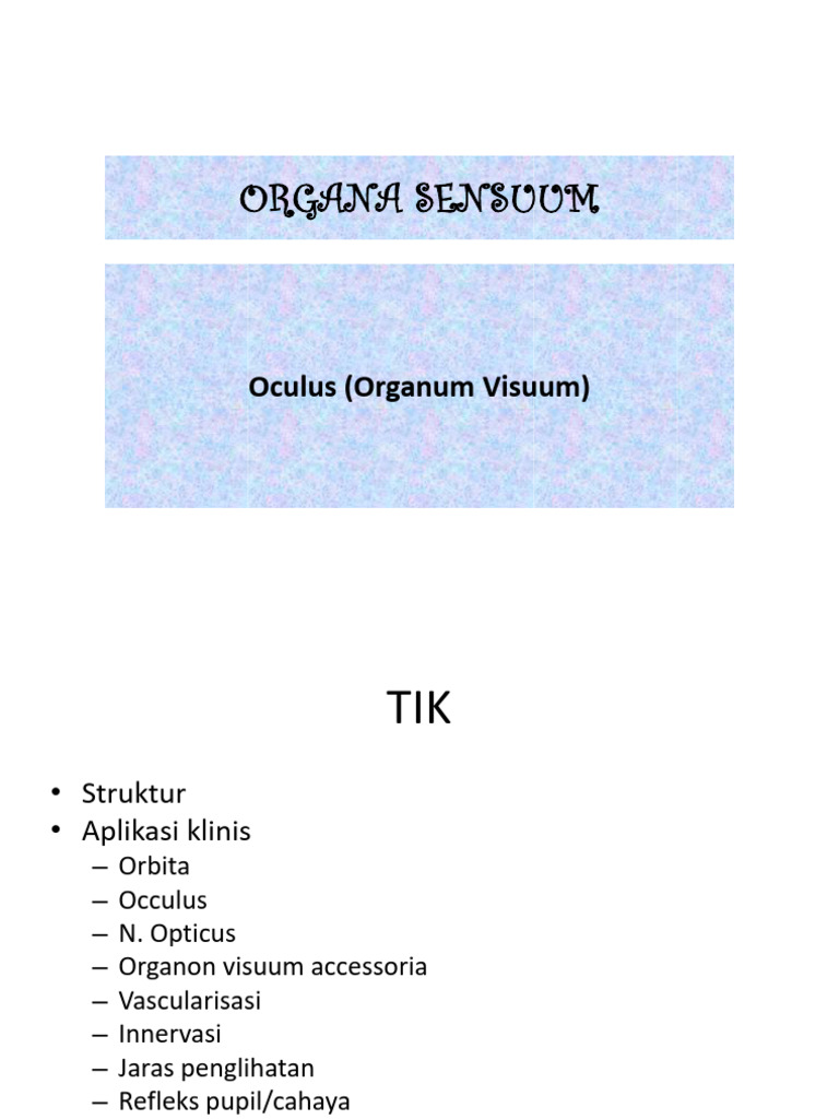 Organa Sensuum: Oculus (Organum Visuum) | PDF