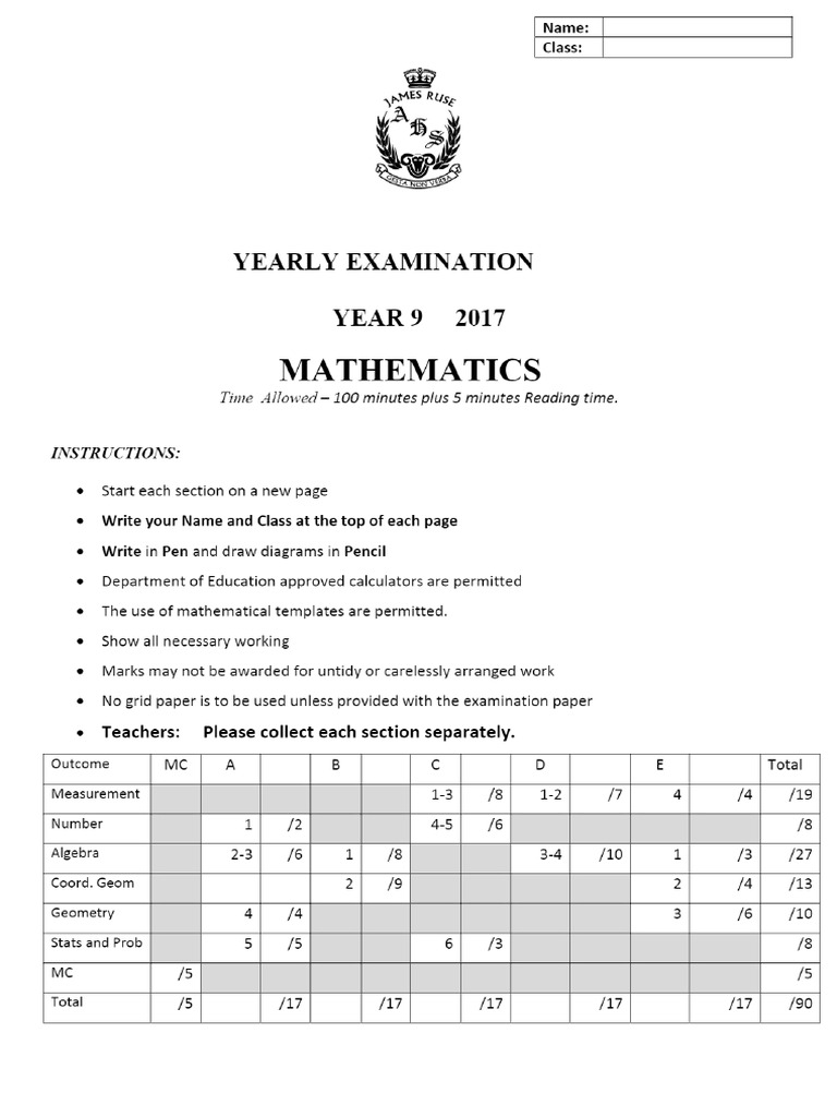 James Ruse 2017-Y9 | PDF