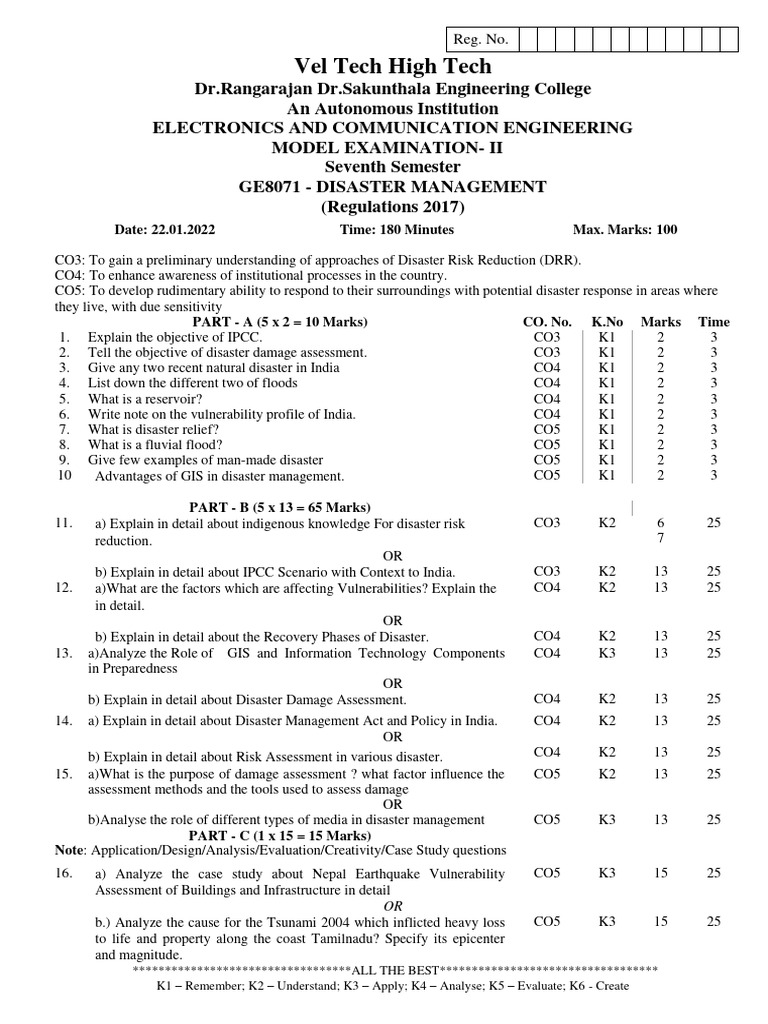 22.01.2022 ECE MODEL II Disaster Mangement | PDF | Emergency Management ...