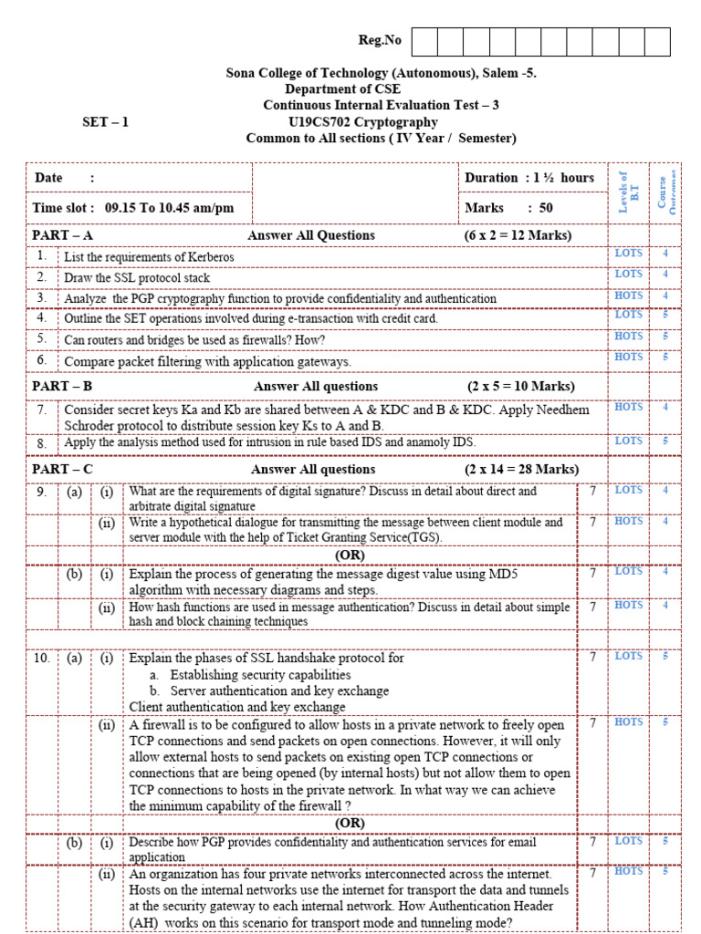 CIE3-CNS Set 1 | PDF | Computer Network | Transmission Control Protocol