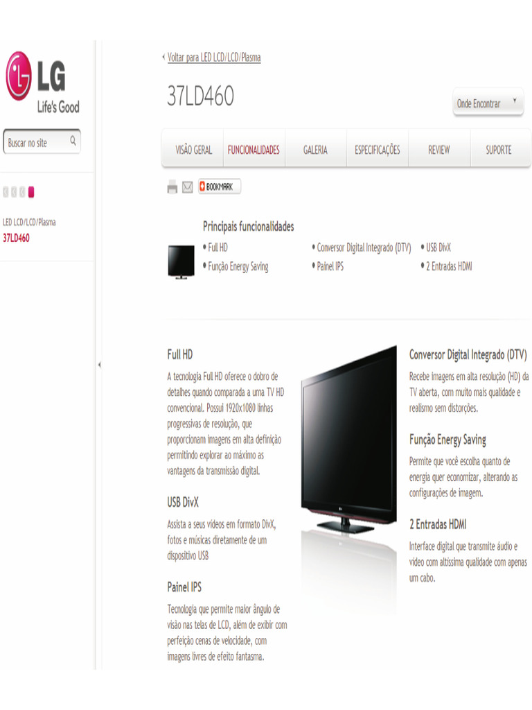 Manual TV LG LCD 37 LD460 Full PDF Televis o Digital HDMI