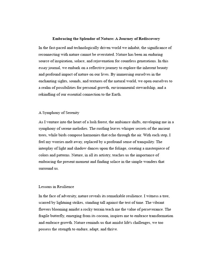 Embracing The Splendor of Nature | PDF | Nature | Ecological Resilience