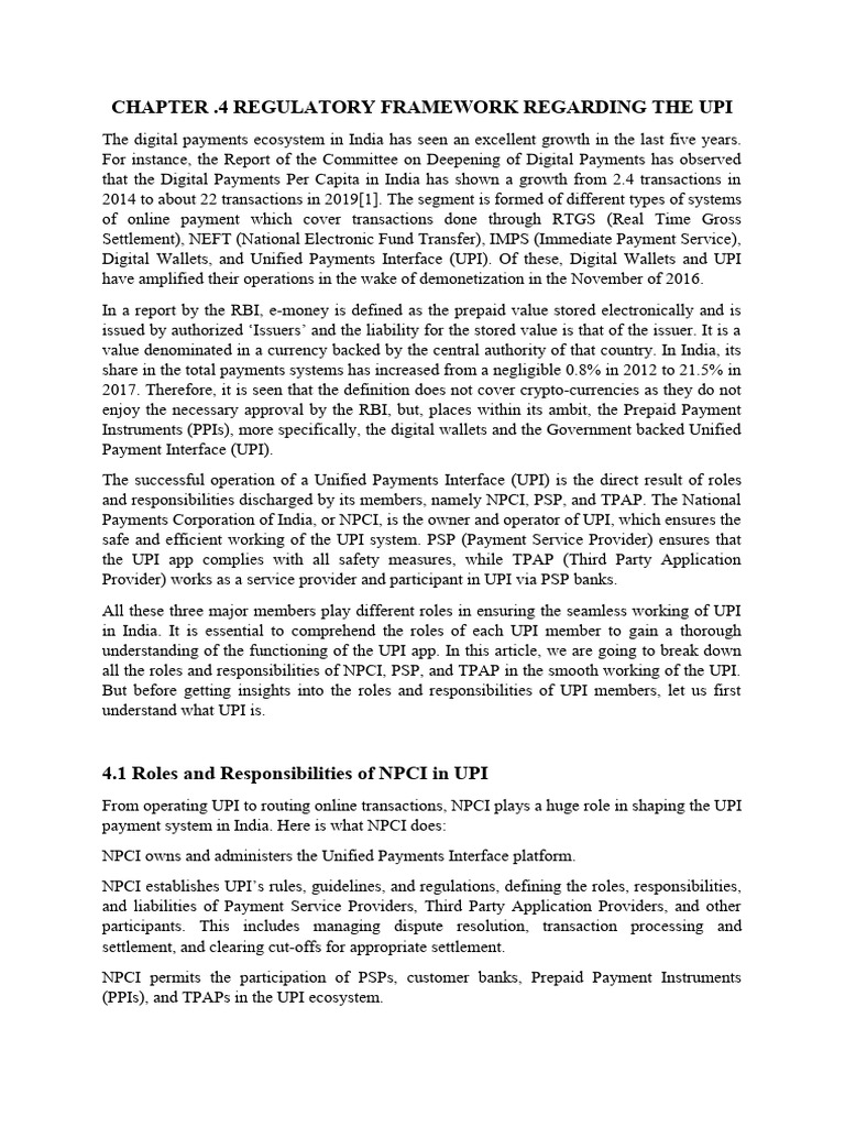 CHAPTER 4 Upi | Download Free PDF | Reserve Bank Of India | Payment Card Industry Data Security ...