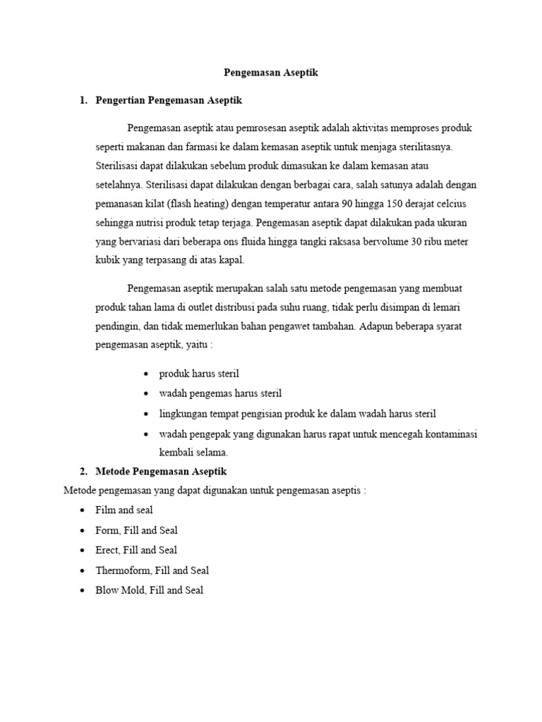Pengemasan Aseptik | PDF