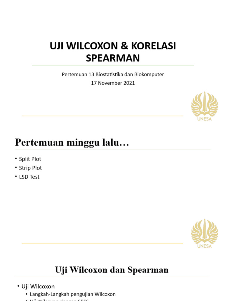 Uji Wilcoxon & Korelasi Spearman | PDF