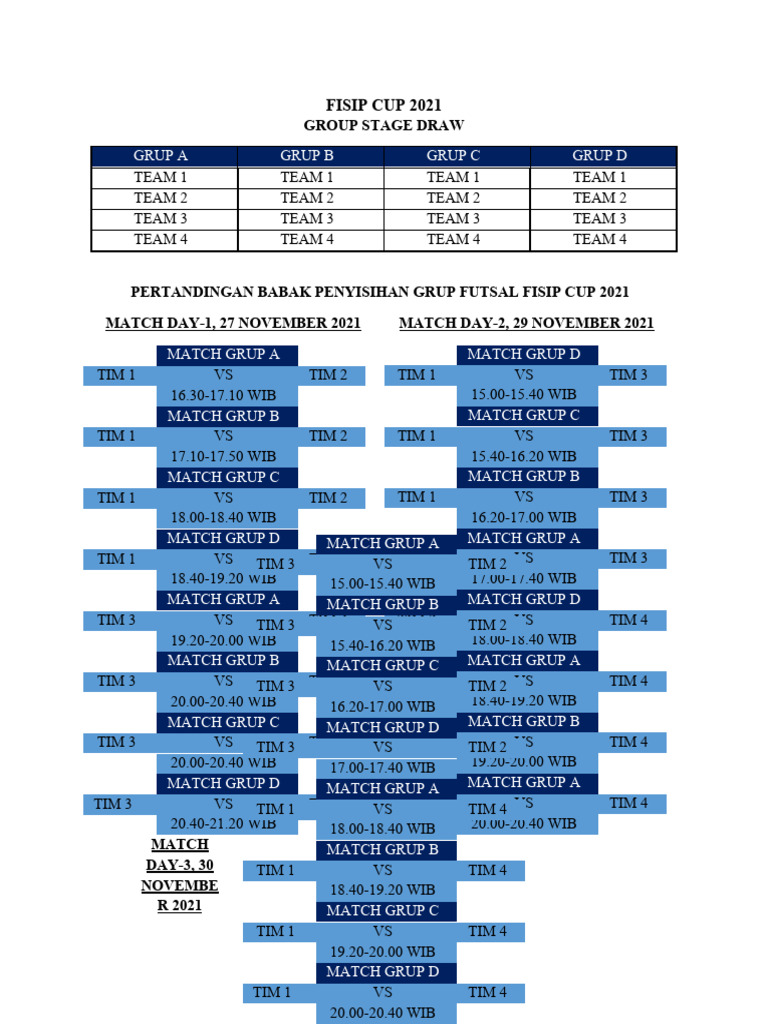 Skema Futsal Fisip Cup 2021 | PDF