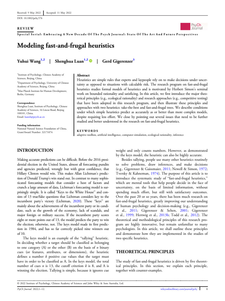 Fast-and-Frugal Heuristics Guide | PDF | Heuristic | Linear Regression