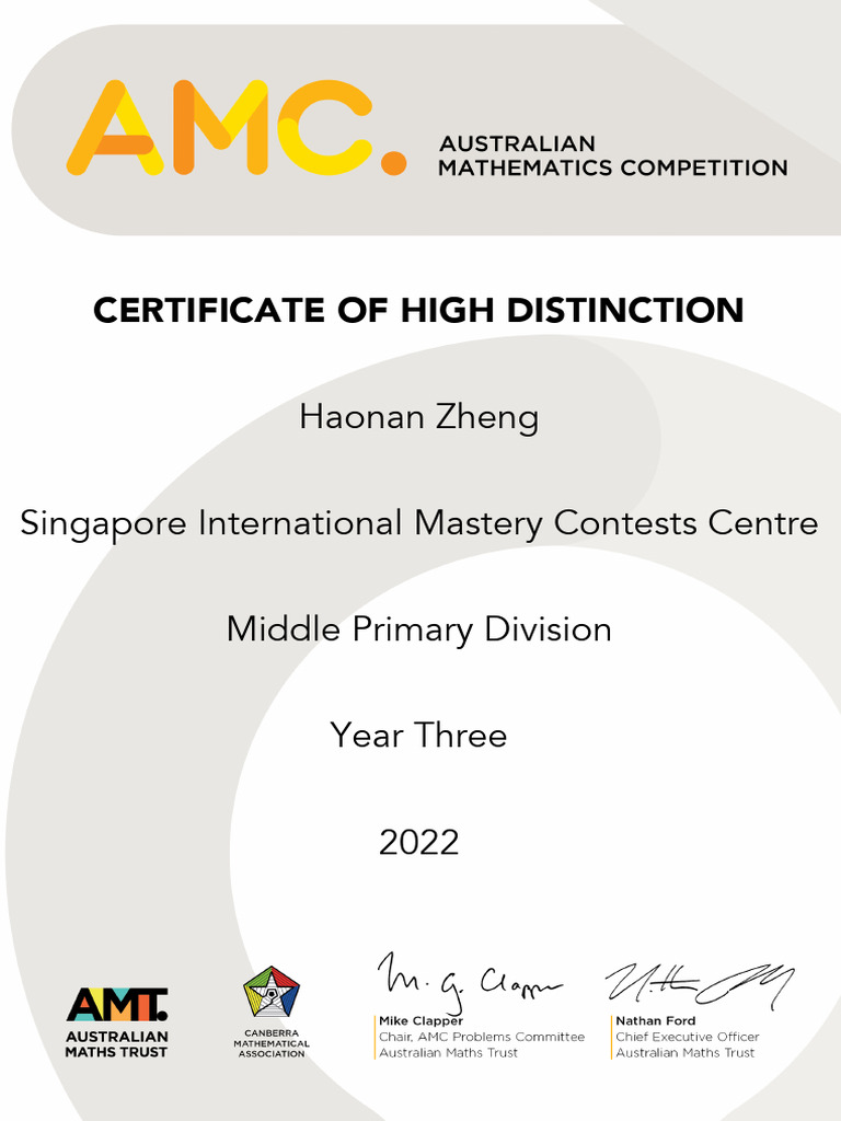 Certificate of High Distinction 2022 | PDF