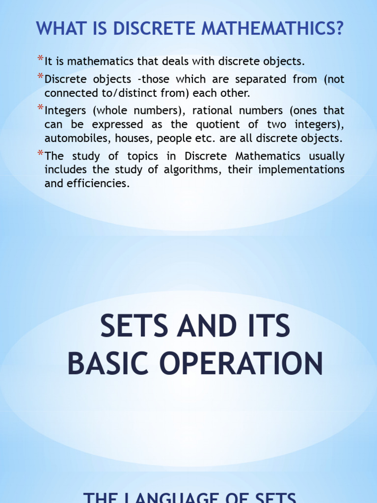 Lesson 1. Set Theory | PDF | Set (Mathematics) | Integer