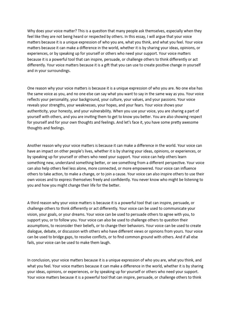 Why Does Your Voice Matter | PDF | Reason | Thought
