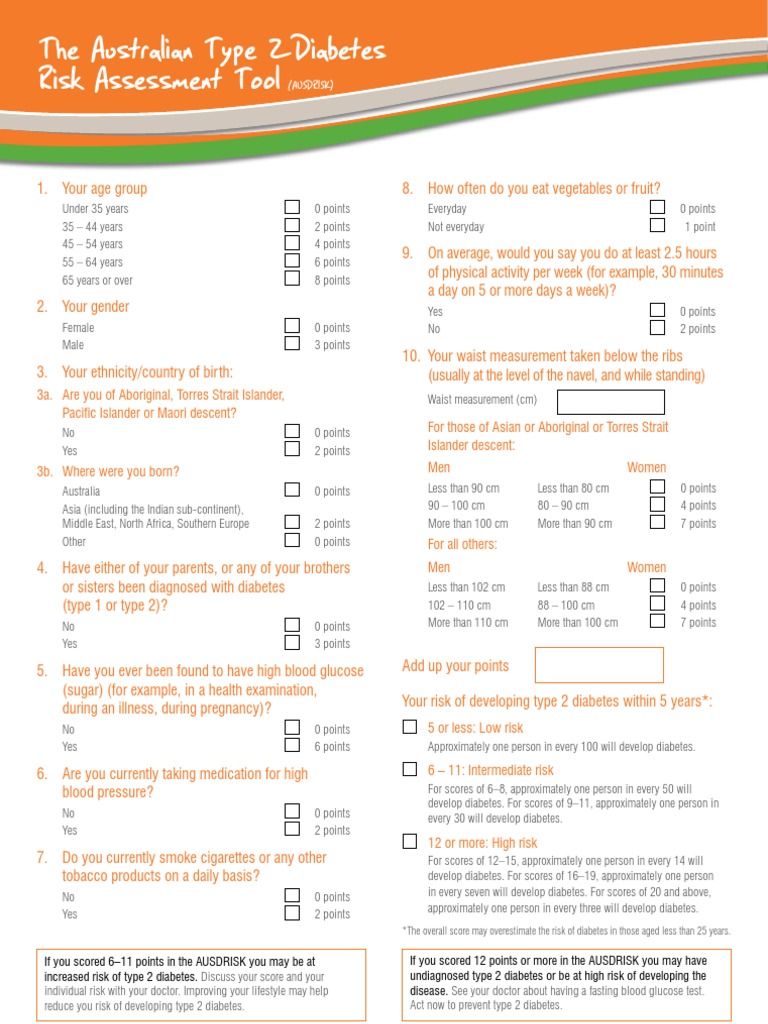 Life! Risk Assessment Form | PDF | Diabetes Mellitus Type 2 | Diabetes ...