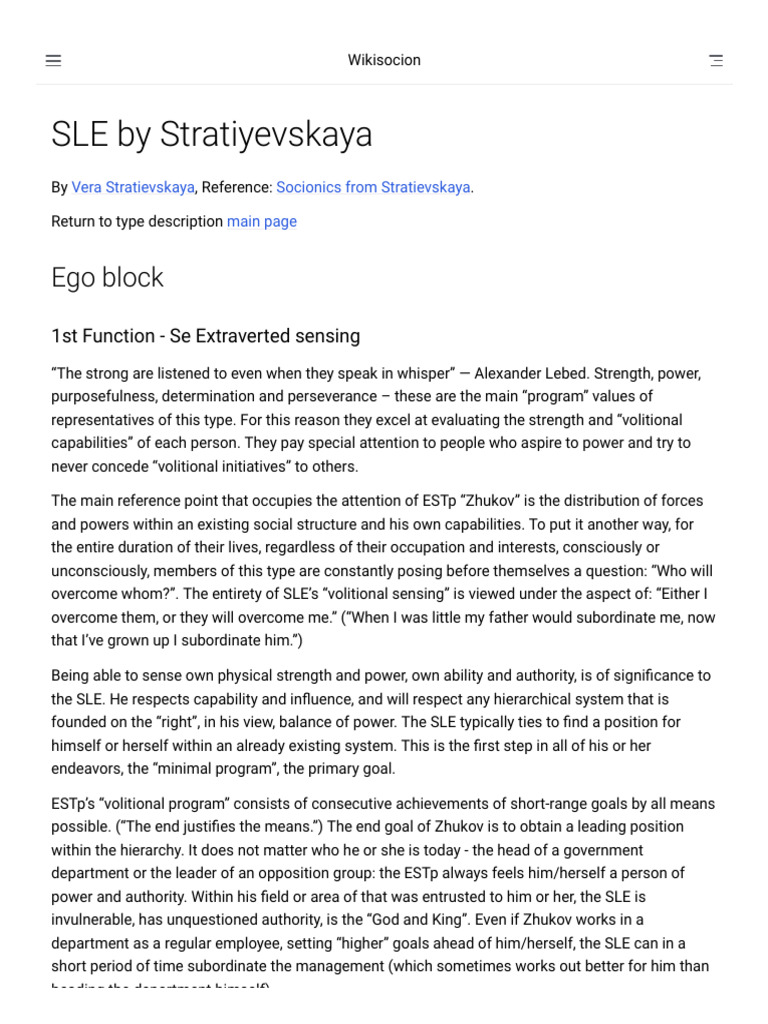 SLE by Stratiyevskaya - Wikisocion | PDF | Logic | Argument
