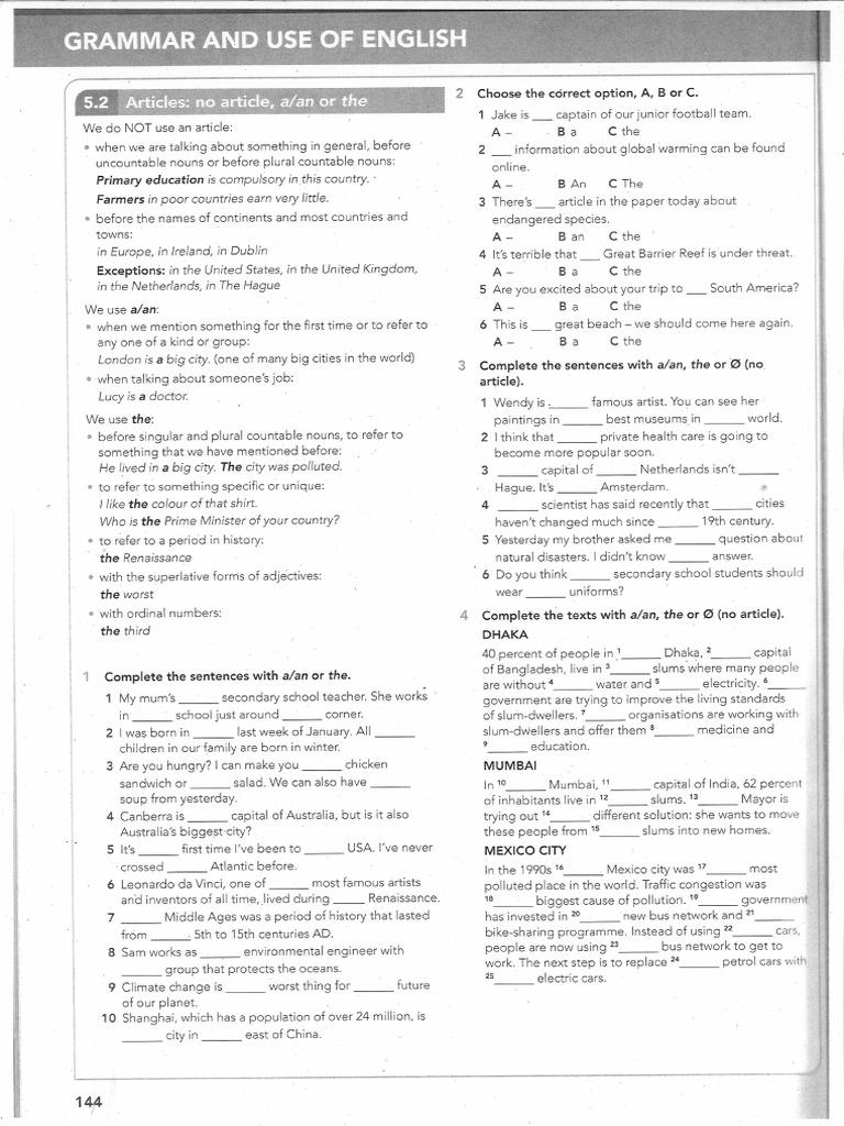 Unit 5. Articles | PDF