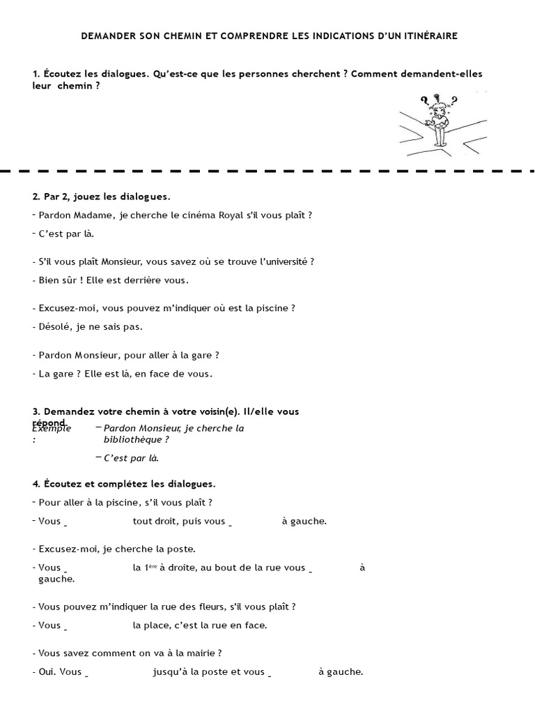 Demander Son Chemin Et Comprendre Les Indications D'un Itinéraire | PDF ...