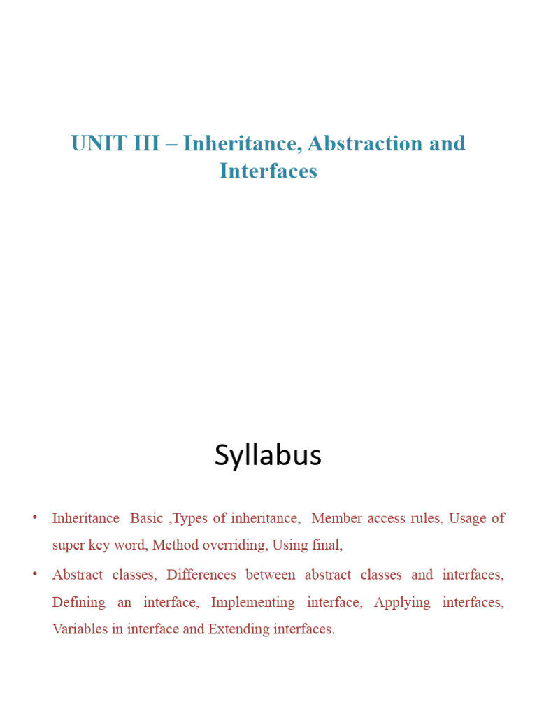 Unit 3 Pdf Inheritance Object Oriented Programming Method Computer Programming