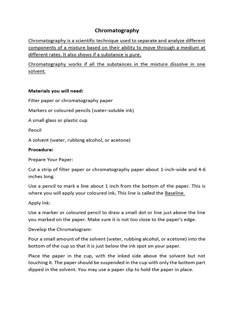Lesson Notes Chromatography Pdf Chromatography Solvent
