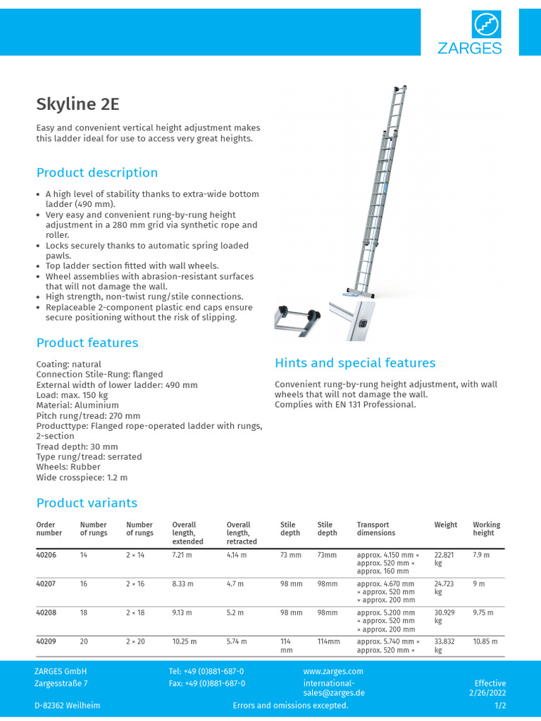 ZARGES Skyline 2E | PDF | Ladder | Manufactured Goods