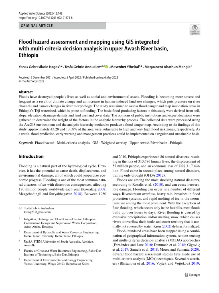 Flood Hazard Assessment and Mapping Using GIS Integrated With Multi Criteria Decision Analysis ...