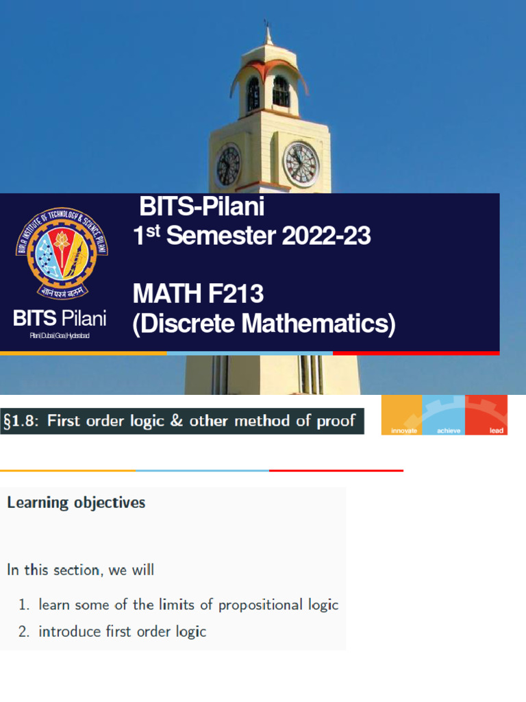BITS-Pilani 1 Semester 2022-23 MATH F213 (Discrete Mathematics) | PDF | Theoretical Computer ...