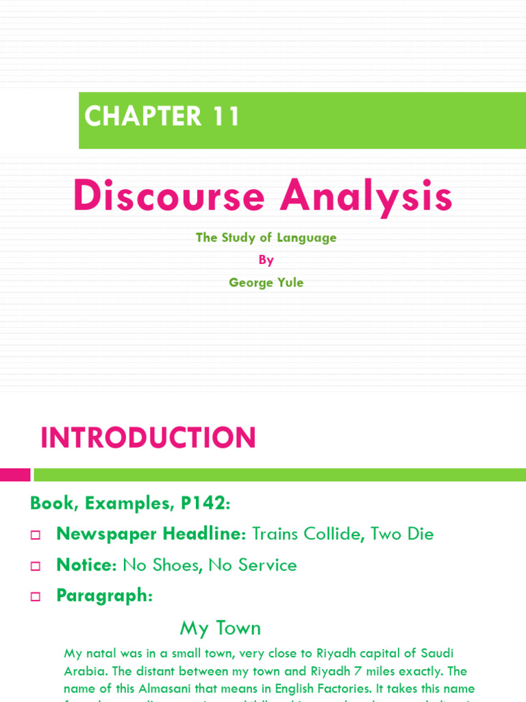 Eng 222 - Chapter 11 - Discourse Analysis | PDF | Schema (Psychology ...