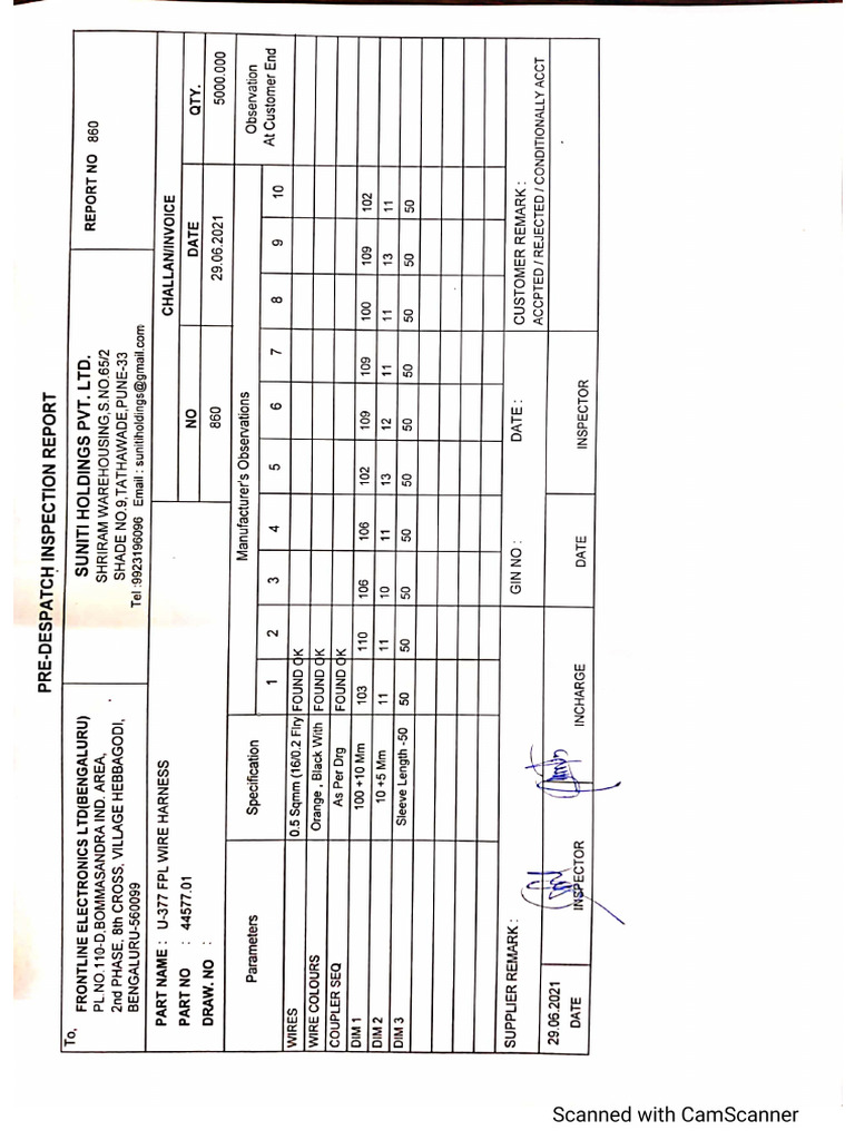 WH Harness Test Report U377 FPL | PDF