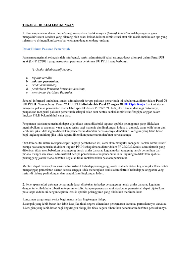 Tugas 2 - Hukum Lingkungan | PDF