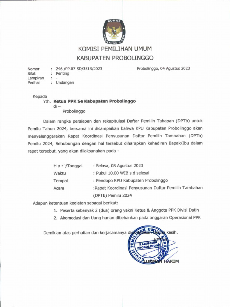 Undangan DPTB PPK | PDF