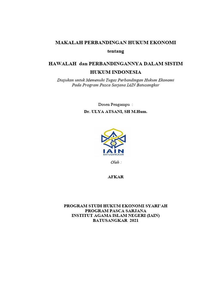 Makalah AFKAR PERBANDINGAN EKONOMI | PDF | Hukum