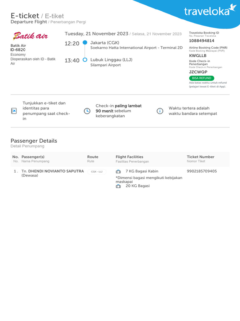 Wulan Sri Rahayu CGK JZCWQP LLJ Flight - Originating | PDF