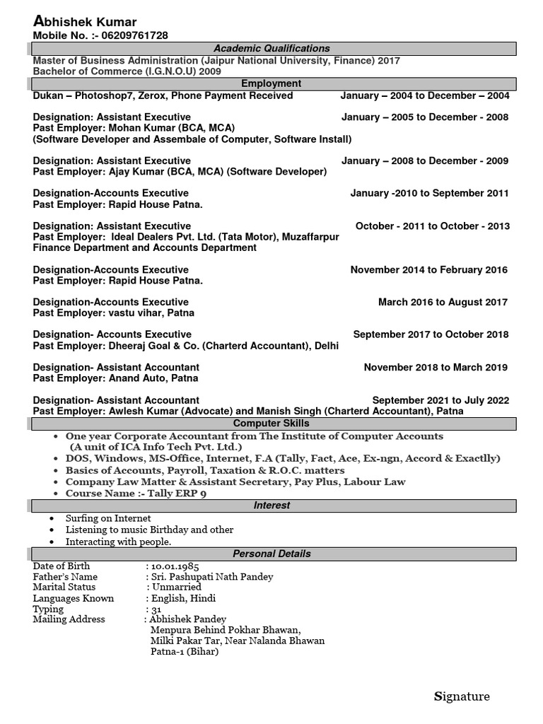CV - Abhishek Kumar | PDF | Business | Computing