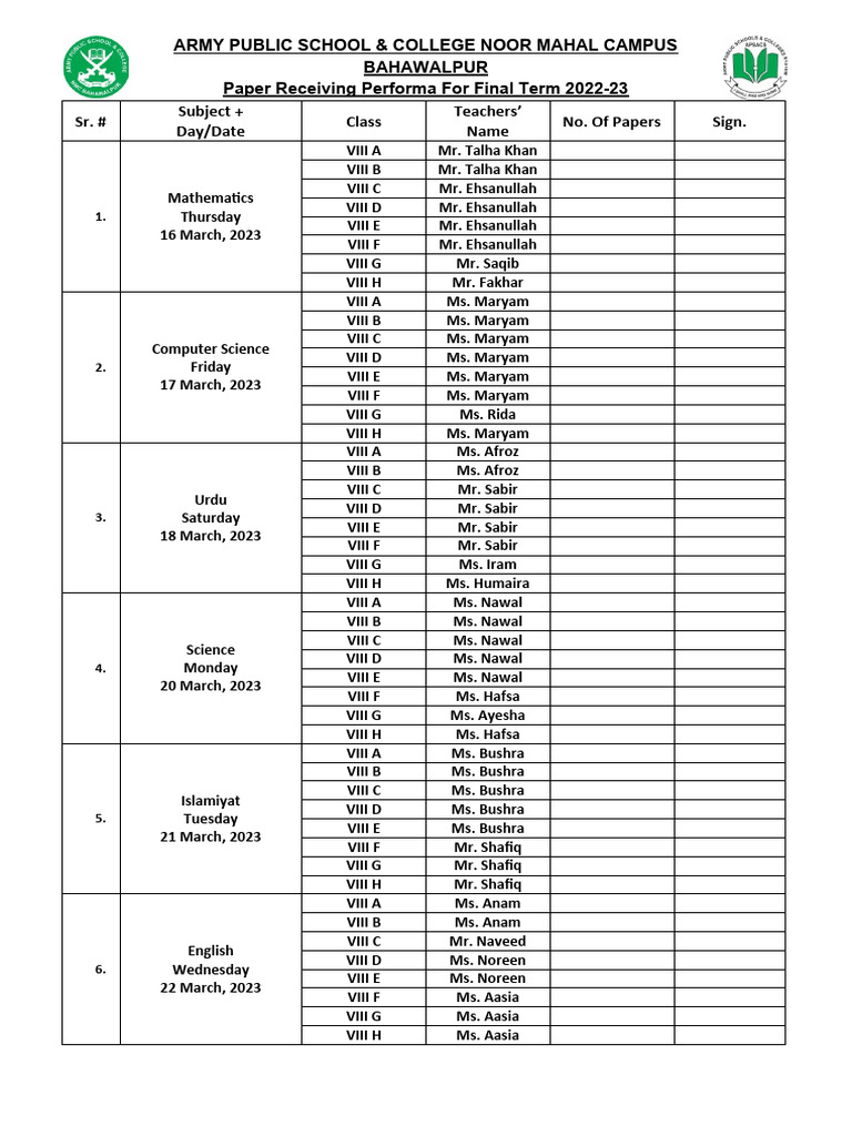 Paper Receiving Performa | PDF