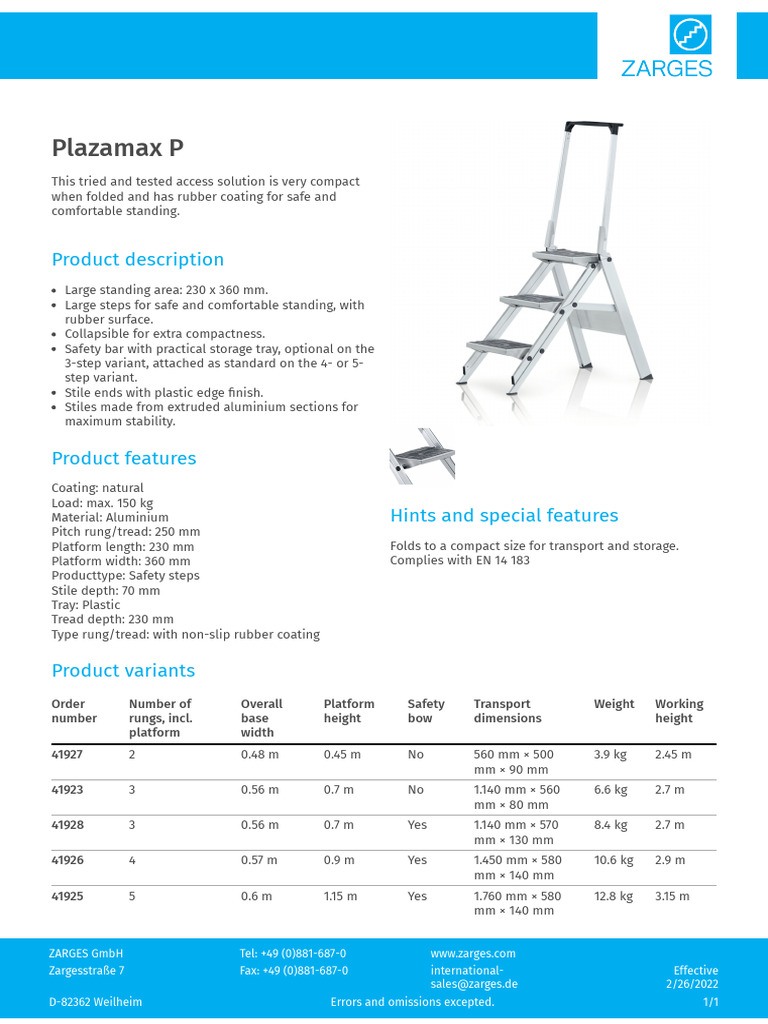 ZARGES Plazamax P | PDF | Length | Manufactured Goods