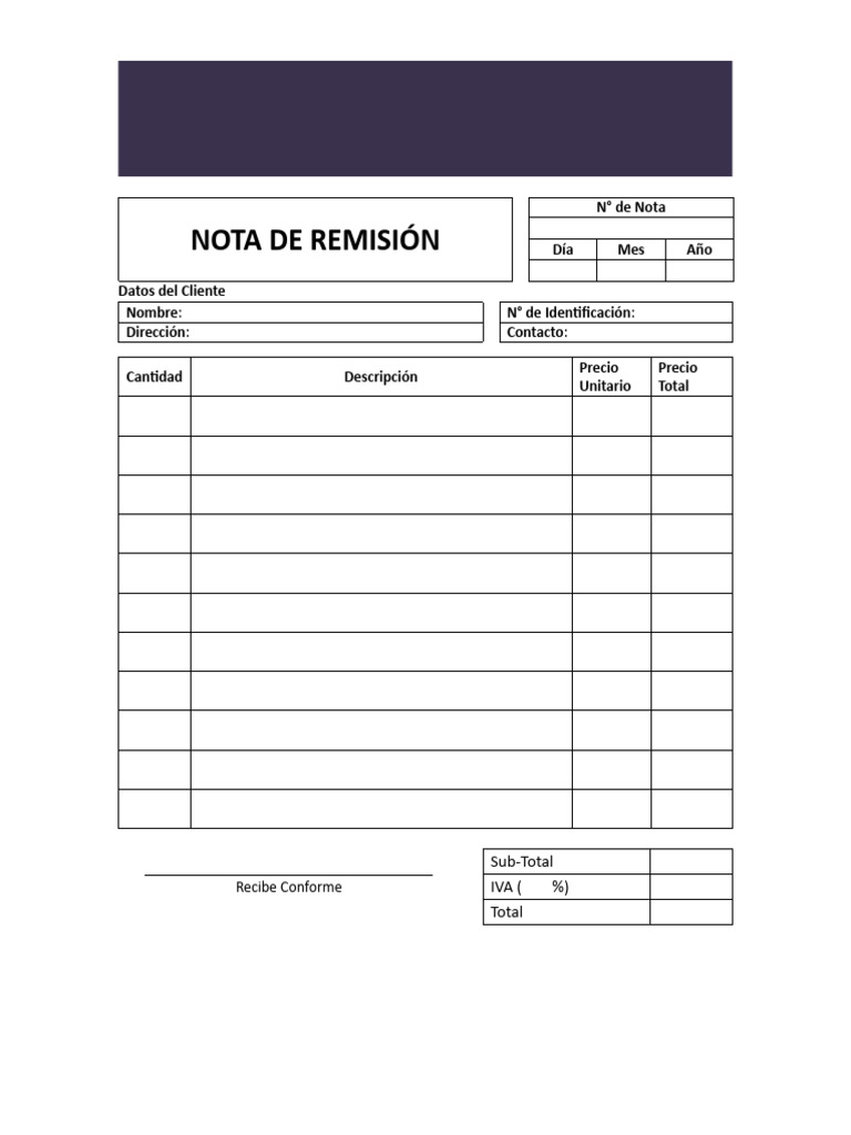 Nota de Remision Word | PDF