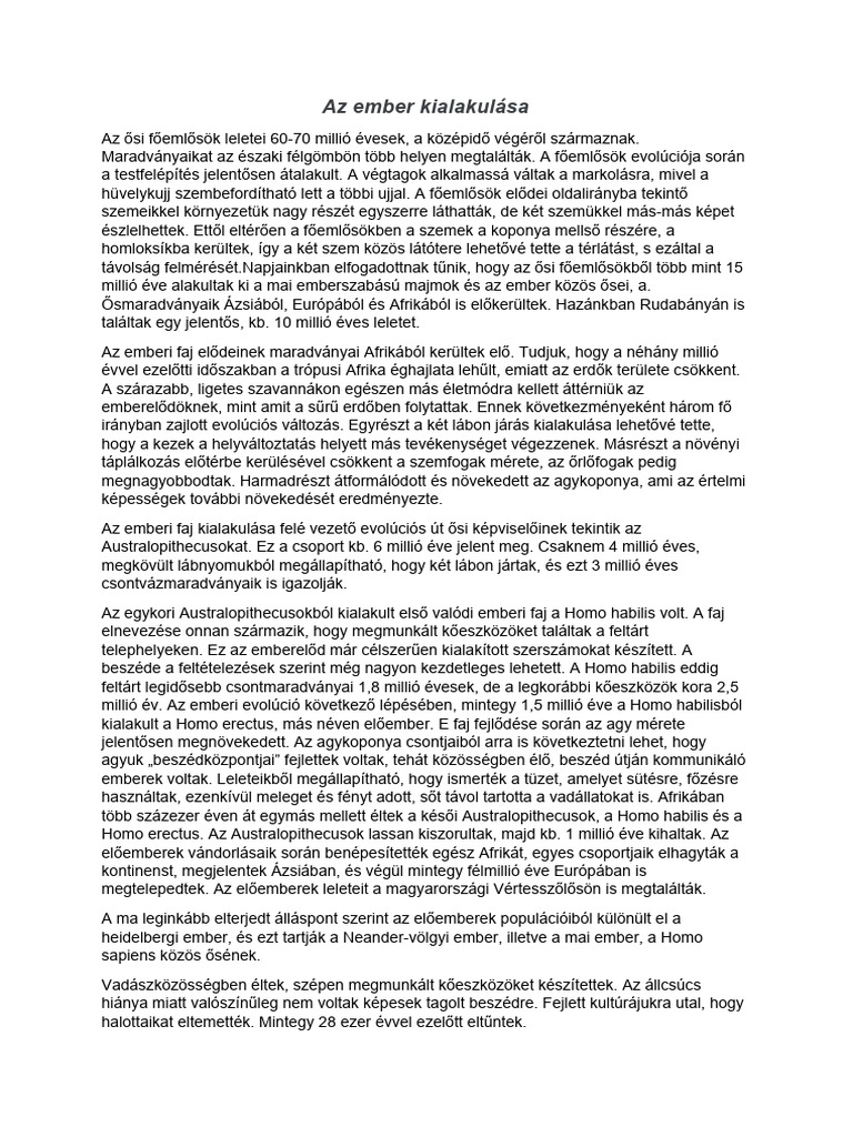 Az Ember Kialakulása | PDF