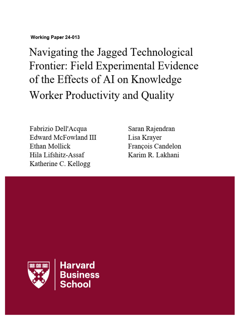 Navigating The Jagged Technological Frontier - Field Experimental ...