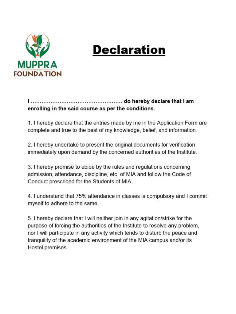 Declaration Muppra | PDF