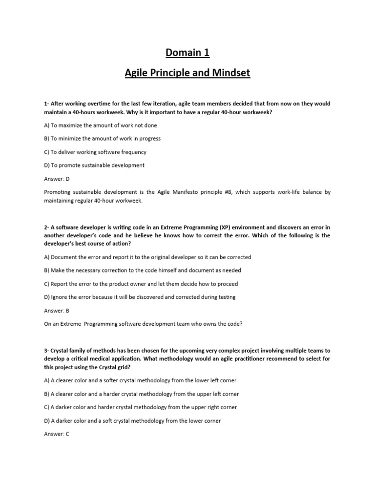 Prepcast Domain 1 Answer | PDF | Scrum (Software Development) | Agile Software Development