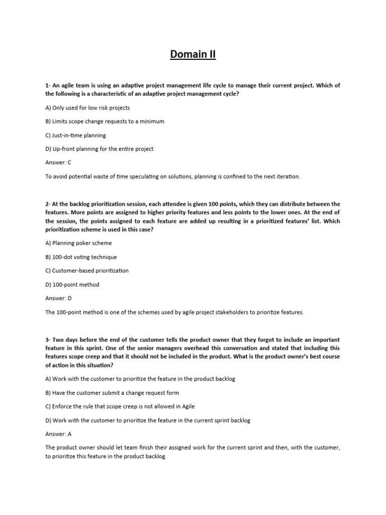 Pep. Domain II - Answer | PDF | Agile Software Development | Scrum ...