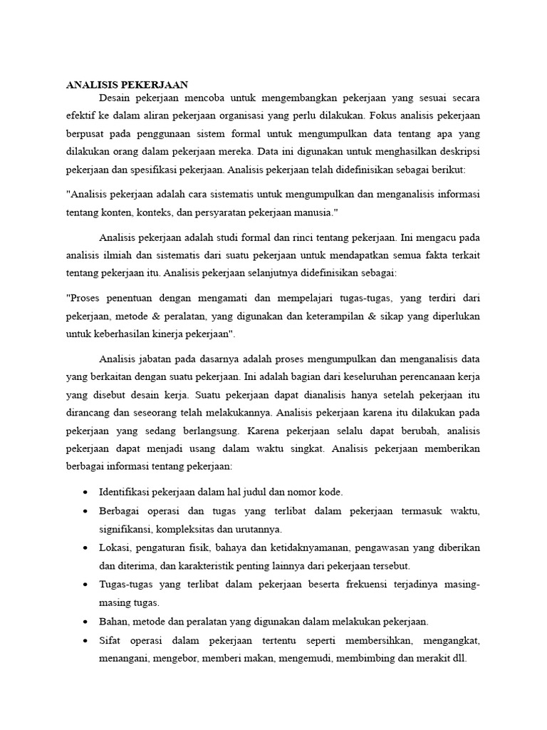Analisis Pekerjaan | PDF