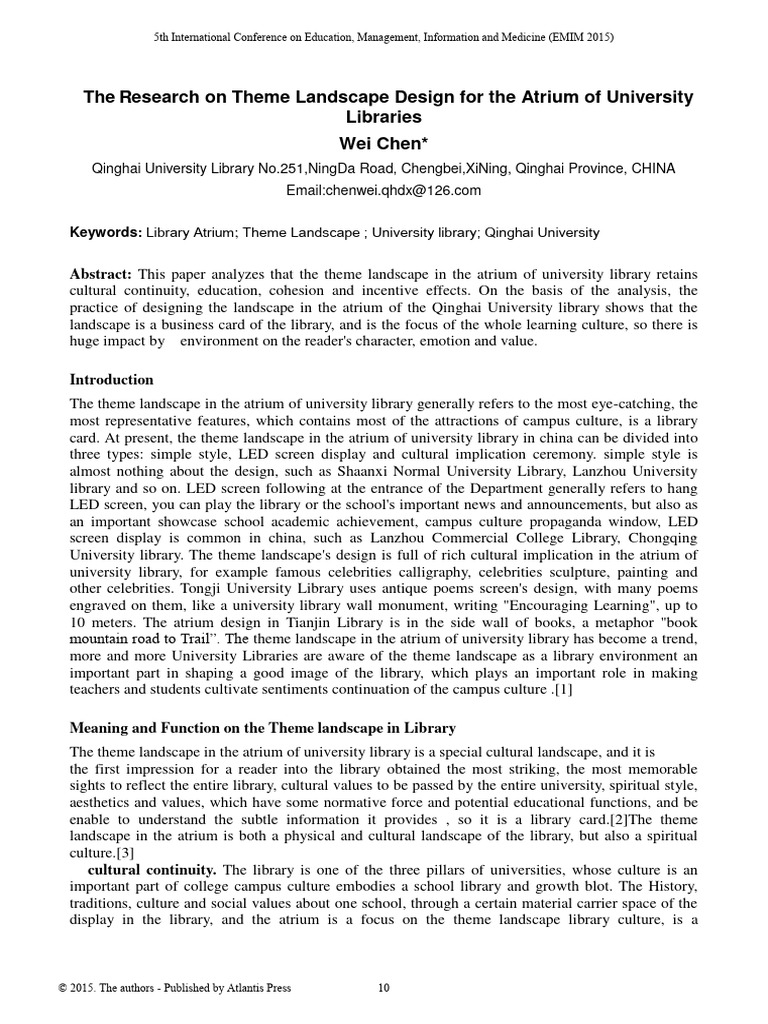 The Research On Theme Landscape Design For The Atr | PDF | Landscape ...